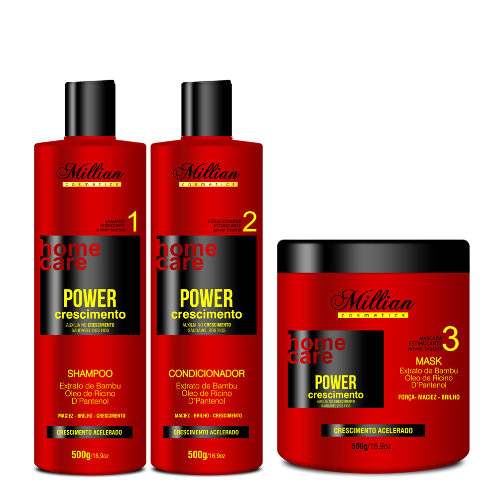 Kit Home Care Power Crescimento Millian 3x500ml - BRCosméticos